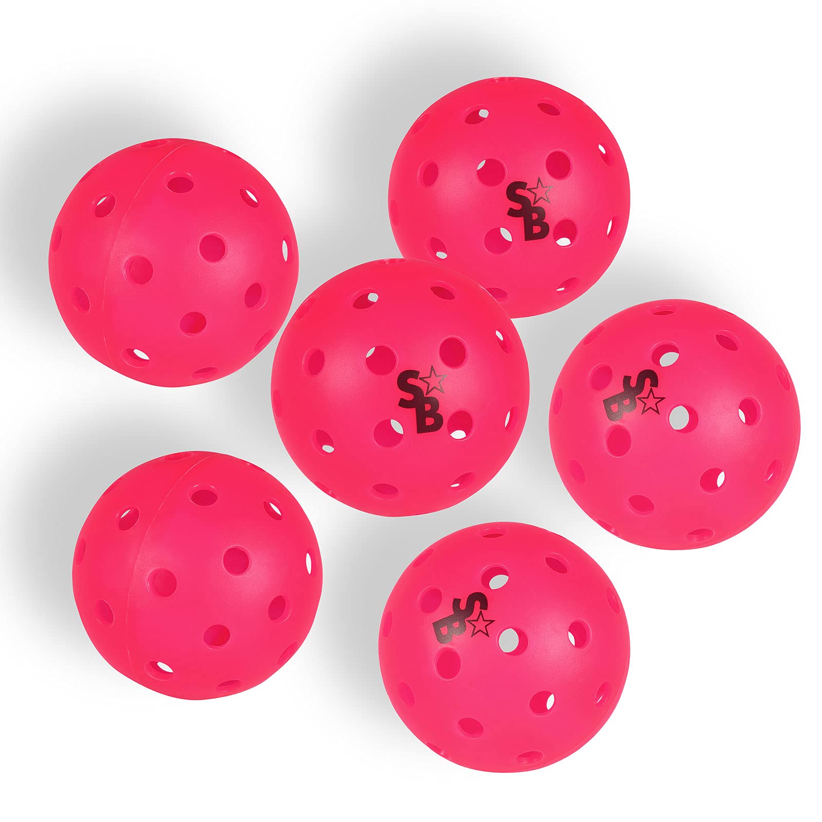 SB Pickleball Balls 6 Pack | Supra-40 Holes Outdoor Pickleballs | Built to USA Pickleball (USAPA) Standard for Professional Tournament Play | Neon Pink Hot Pink | Indoor Pickleball