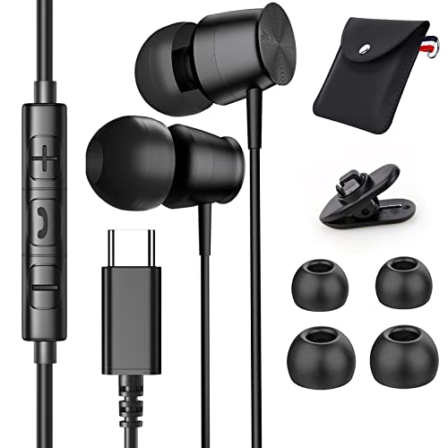 Gsangoo USB C Headphones with Microphone for Samsung Galaxy S22 S23 Ultra A53 S21 S20 FE Earbuds in-Ear Stereo Noise Isolation Wired Type C Earphones for Google Pixel 7 Pro 6a iPad Pro OnePlus 10 Pro
