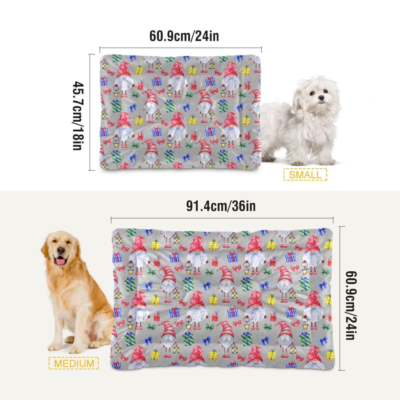 Coikll Scandinavian Christmas Gnomes Pet Bed Pad Soft Dog Bed Mat with Anti-Slip Bottom, Machine Washable Crate Pad Mattress for Dog Sleeping- 24 * 18inches