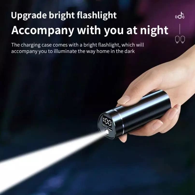 Wireless Headphones TWS Bluetooth 5.2 Earphones Stereo Headset Sport Earbuds with Microphone Flashlight for Smartphone. Pine