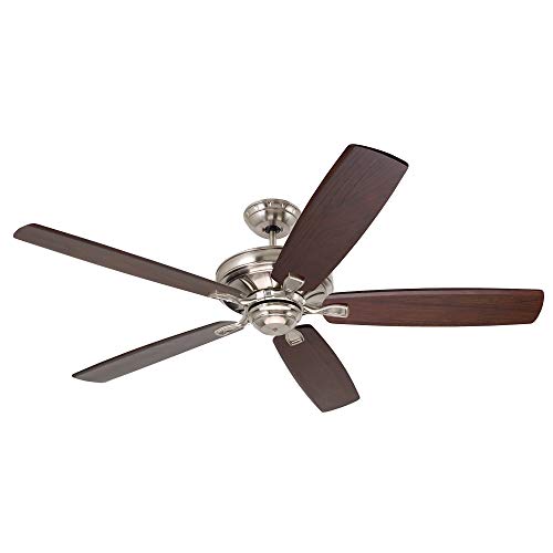 Luminance kathy ireland HOME Carrera Grande Eco Ceiling Fan Fixture with 6-Speed Wall Control and Downrod | Energy Star Rated Motor | Light Kit Adaptable and Blades Sold Separately, Brushed Steel, 14.50x15.00x72.00