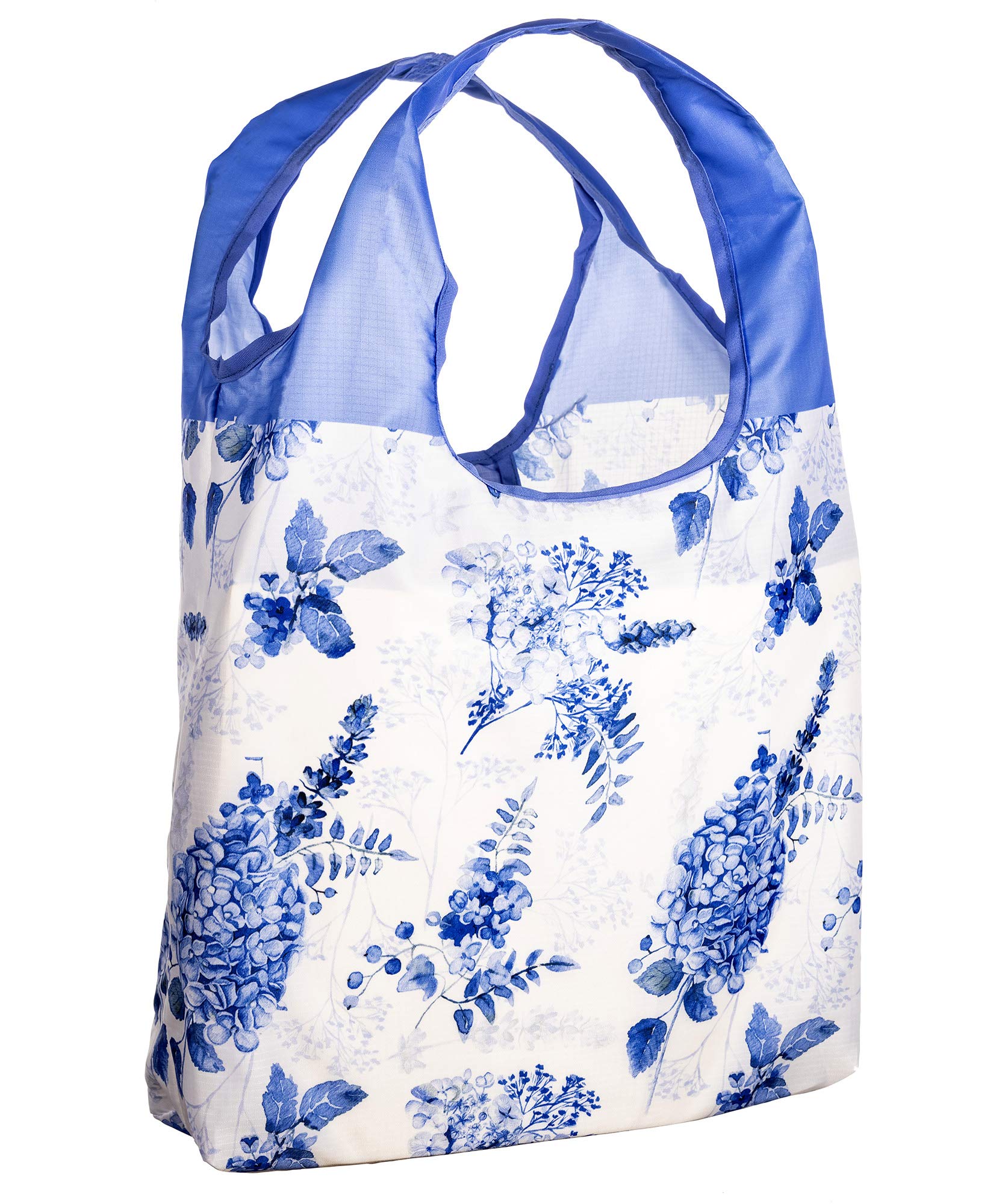 O-WITZ Reusable Grocery Bags | Vibrant Tote Bag For Groceries, Gym, Office, Beach, Toys & More | Washable Design With Large Handles For Maximum Convenience | Folds Into A Small Pouch, Vintage Blue