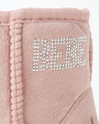 bebe Girls' Winter Boots - Faux Shearling Ankle Booties - Platform Short Boots for Girls - Fuzzy Fashion Boots (11-4), Size 4 Big Kid, Blush