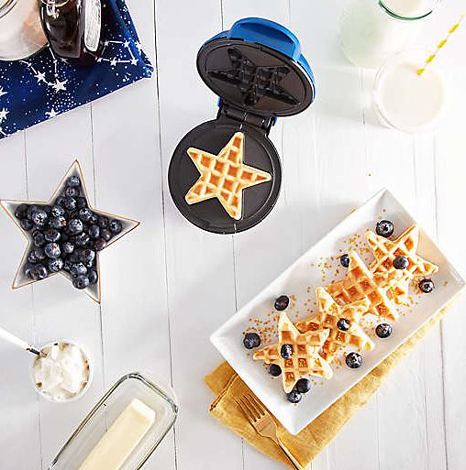 Dash Star Mini Waffle Maker! Waffle Maker Produces 4 Inch Waffles! Easy to Clean & Non-Stick Surfaces! Make Your Own Tasty Homemade Waffle Treats! (Star)