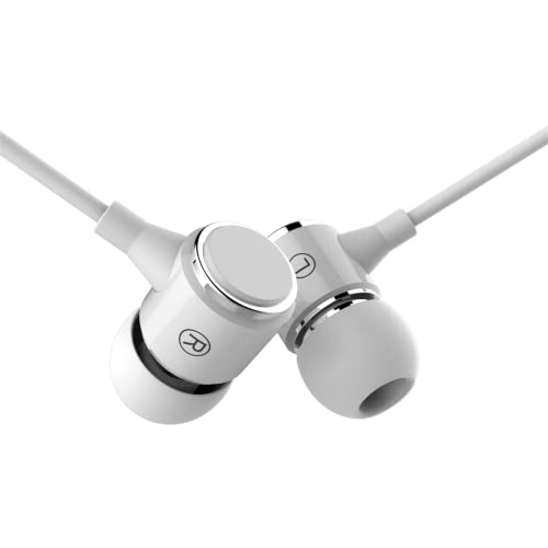 100SEASHELL Long Cord Wired Earbuds no Microphone Headphones Watching tv with Extra Noise isolating Blocking bass Ear Buds Without mic Corded Length Earphones