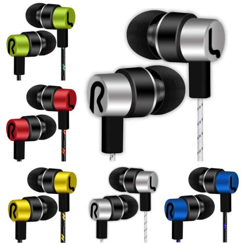 Heave 3.5mm Wired Headset with Microphone,Noise Isolating Earphones Deep Bass in Ear Headphones Compatible with Cell Phone Laptops Computers Silver