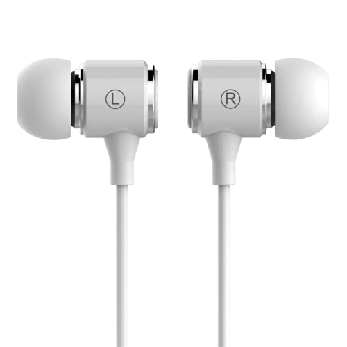 100SEASHELL Long Cord Wired Earbuds no Microphone Headphones Watching tv with Extra Noise isolating Blocking bass Ear Buds Without mic Corded Length Earphones