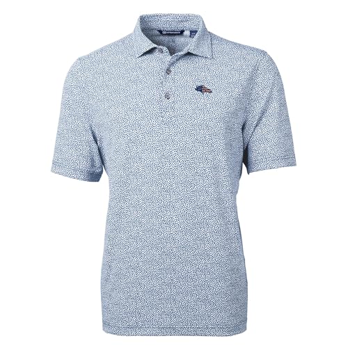 Cutter & Buck Men's Blue Denver Broncos Virtue Eco Pique Botanical Print Recycled Polo