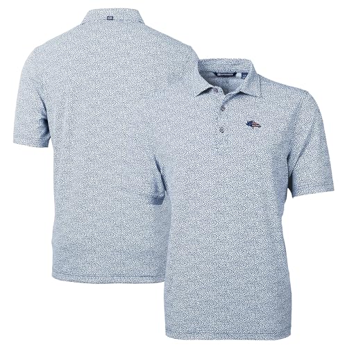 Cutter & Buck Men's Blue Denver Broncos Virtue Eco Pique Botanical Print Recycled Polo