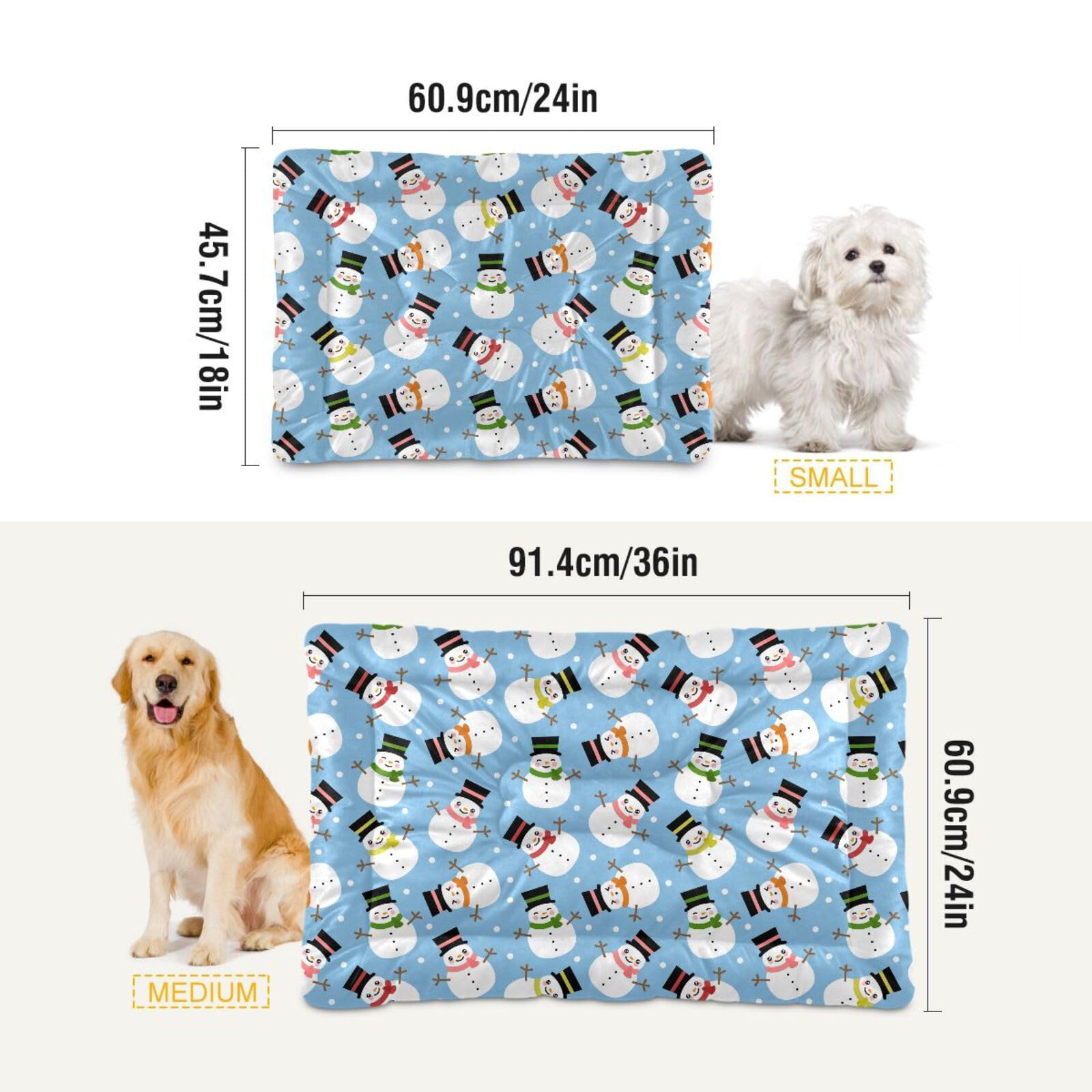 Coikll Cute Christmas Snowman Pet Bed Pad Soft Dog Bed Mat with Anti-Slip Bottom, Machine Washable Crate Pad Mattress for Dog Sleeping- 24 * 18inches