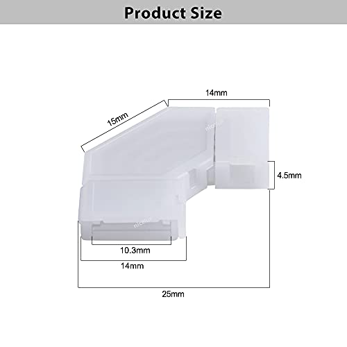 Nicelux 90 Degree Corner 4 Pin L Shape Connector for 10mm RGB LED Strip Light Non-Waterproof IP20(10 PCS)
