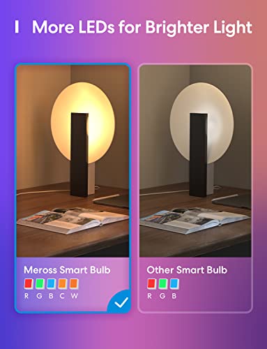 meross Smart Light Bulb, Smart WiFi LED Bulbs Works with Alexa, Google Home, Dimmable E26 Multicolor 2700K-6500K RGBWW, 810 Lumens 60W Equivalent,ย No Hub Required, 2 Pack