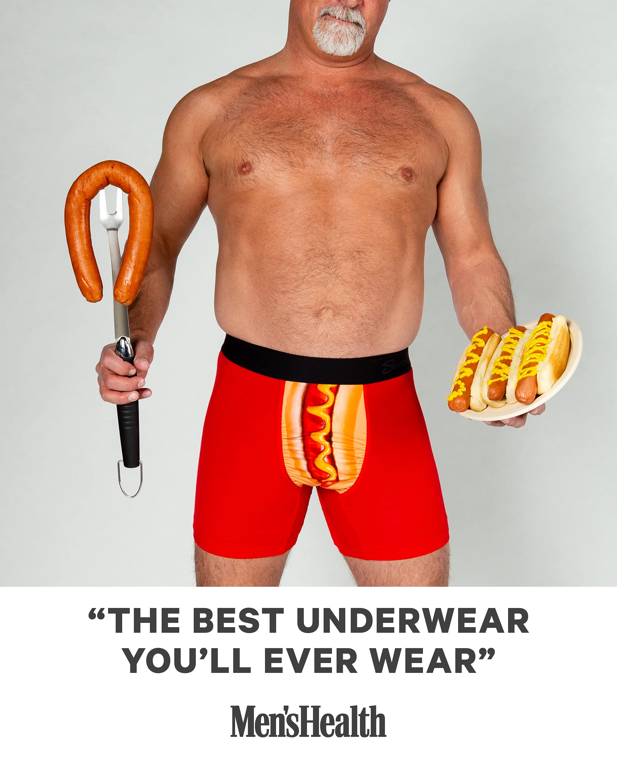 Shinesty Hammock Support Mens Underwear | Boxer Briefs Men with Fly | US XL Hot Dog
