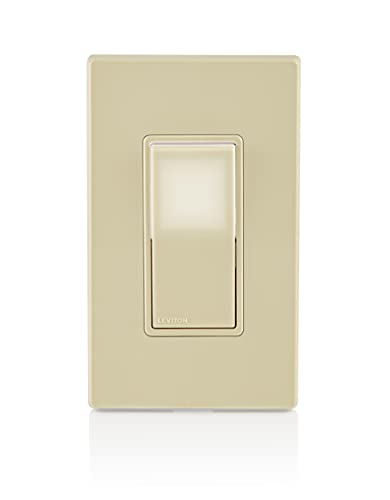 Leviton L5614-2I 15 Amp, 120/277 Volt, Decora LED Illuminated Rocker 4-Way AC Quiet Switch, Residential Grade, Grounding, Ivory