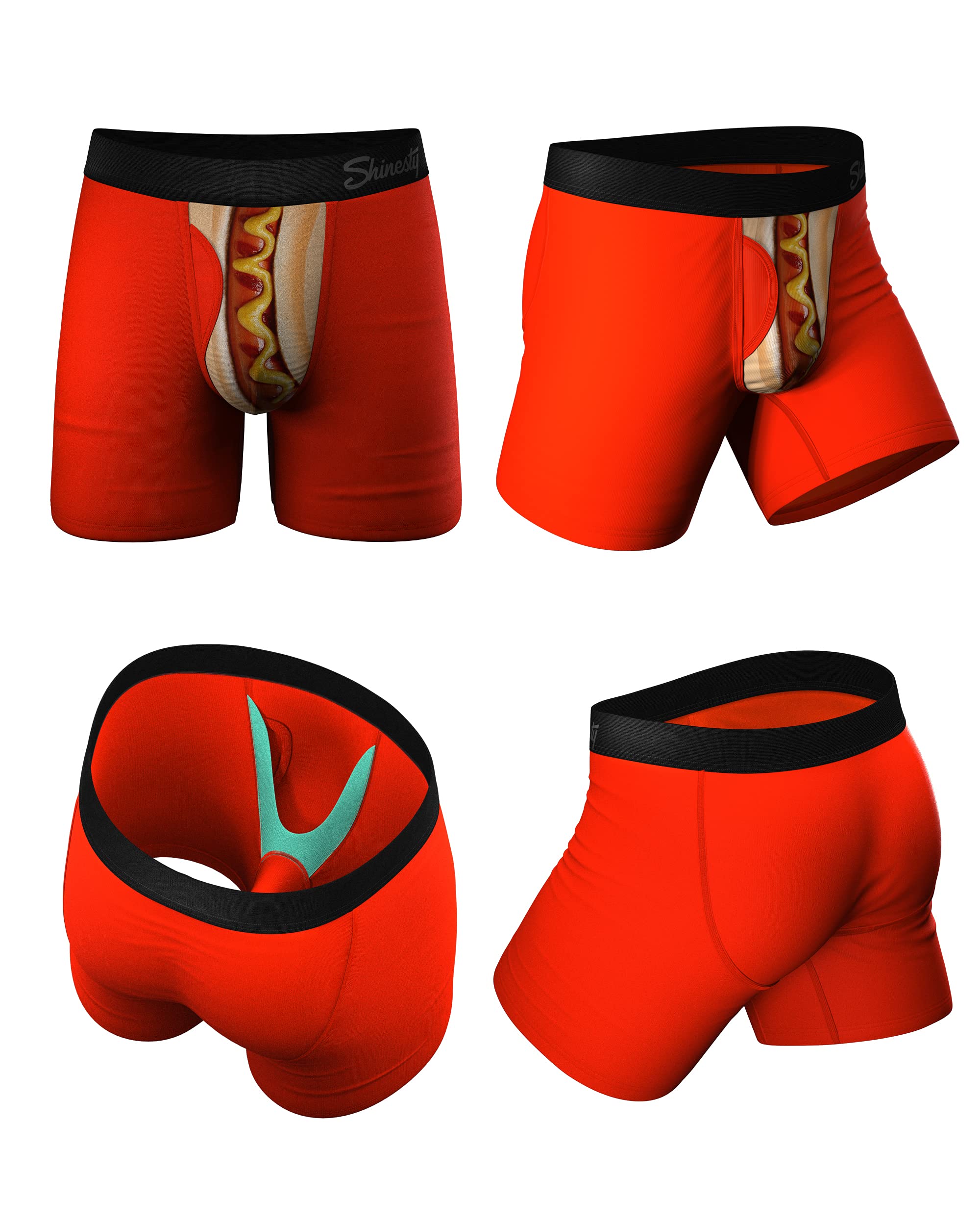 Shinesty Hammock Support Mens Underwear | Boxer Briefs Men with Fly | US XL Hot Dog