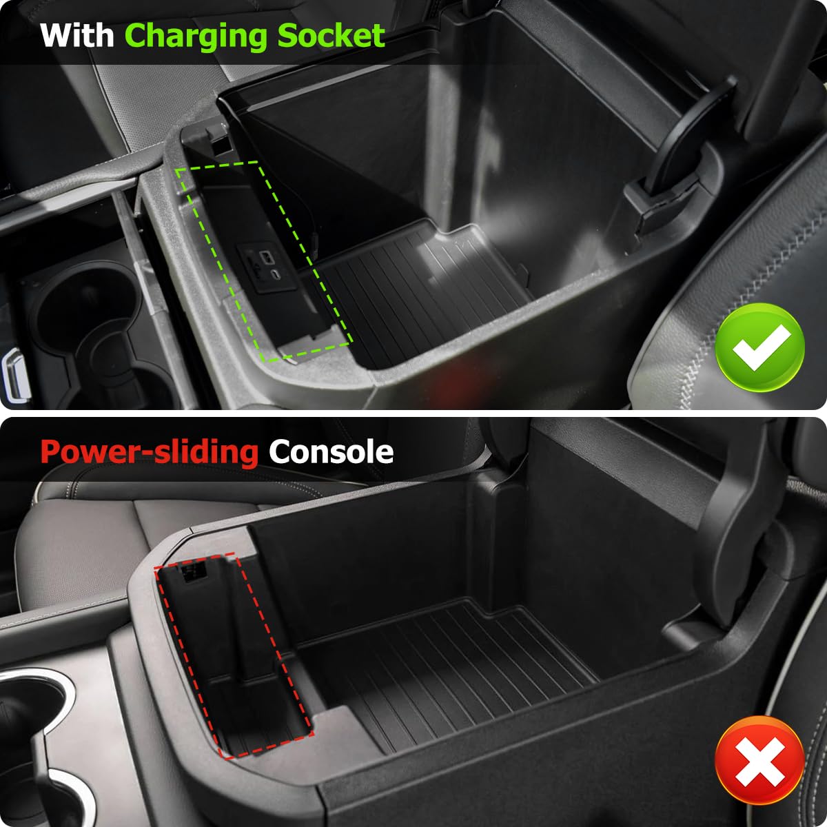 MARCHFA Center Console Organizer Tray Compatible for 2021 2022 2023 Chevy Suburban Tahoe Accessories Armrest Tray Organizer for 2021 2022 2023 GMC Yukon Insert Secondary Storage Box