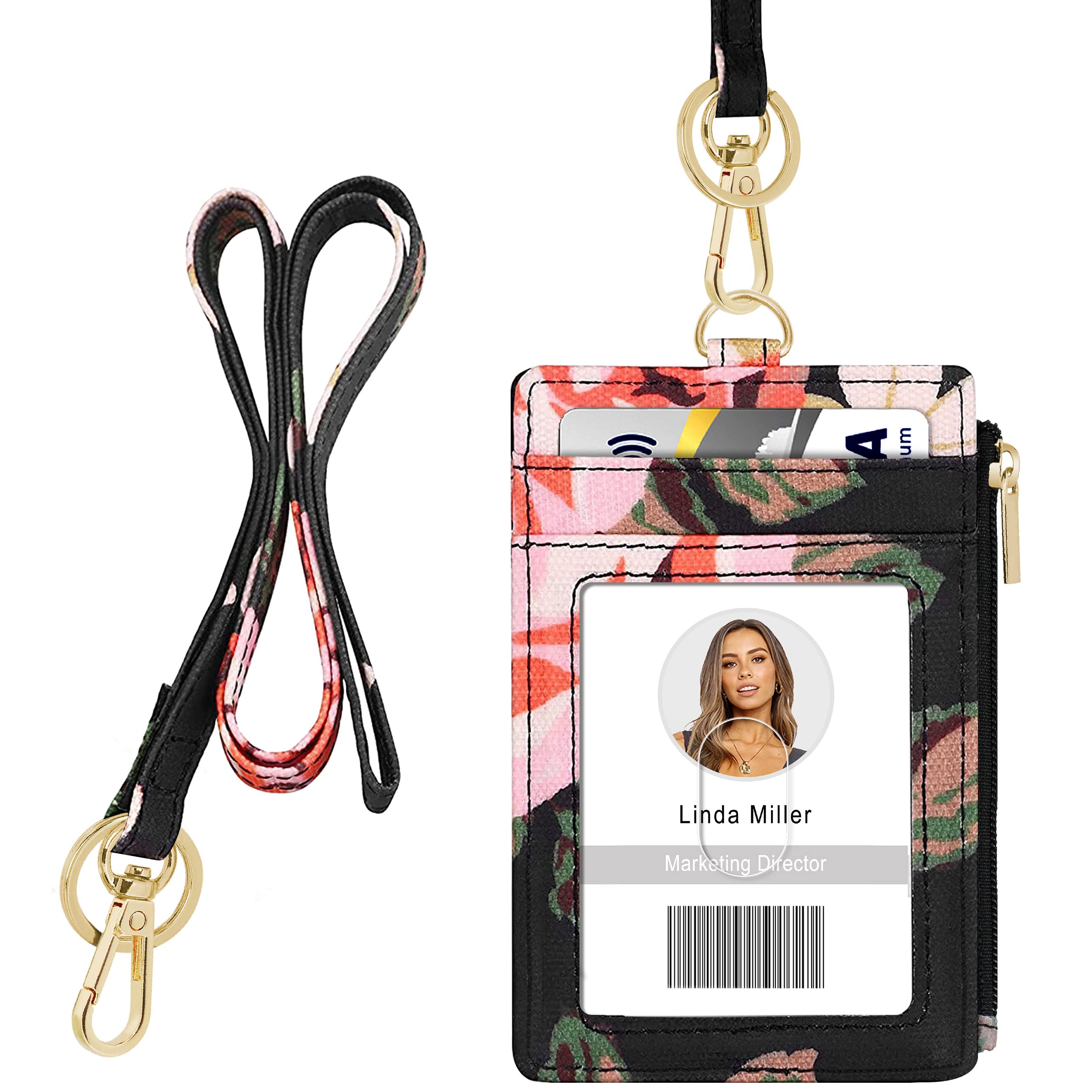ID Badge Holder with Lanyard Vertical: Flower ID Name Badge Card Holder with Lanyard for ID Badges