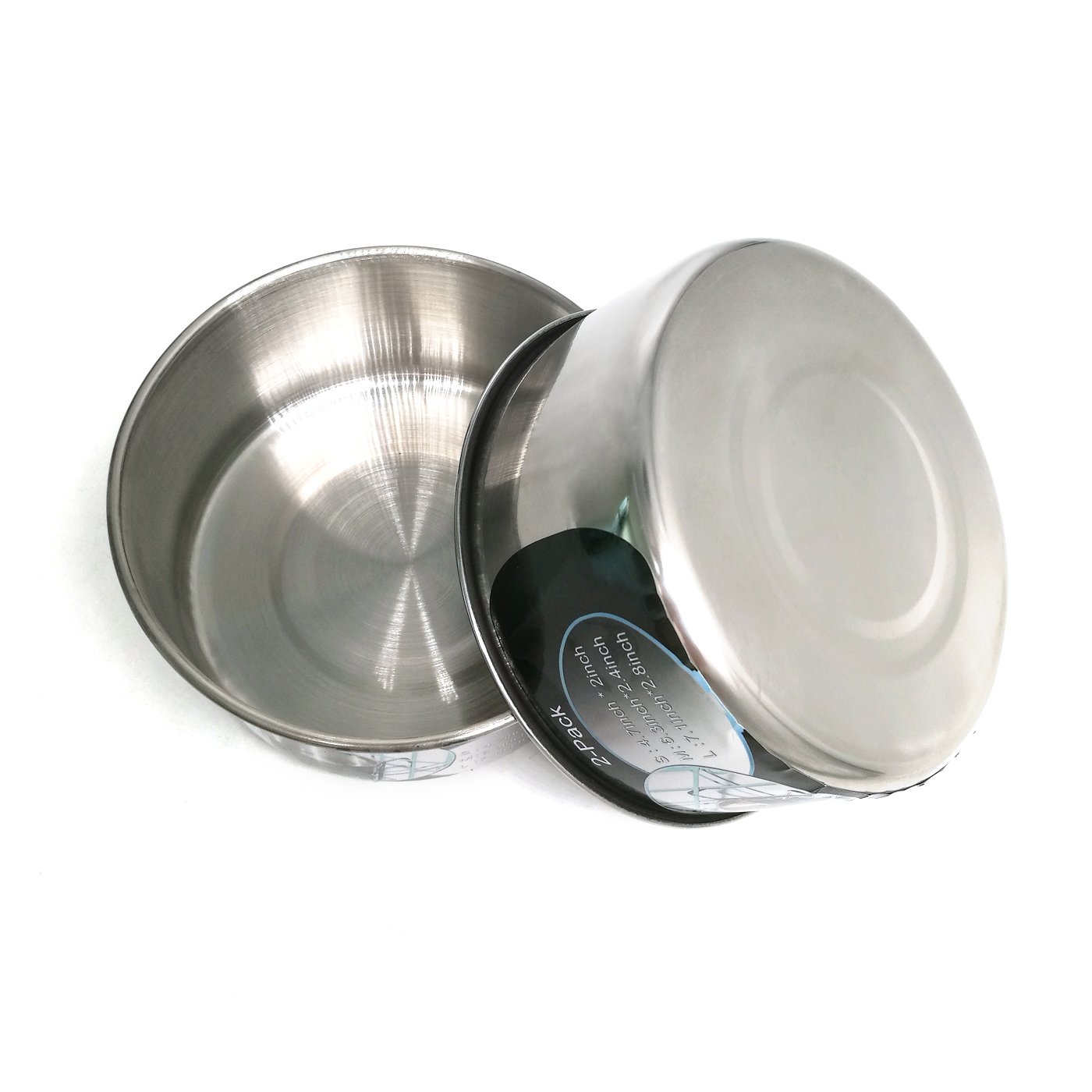 MLCINI Hanging Pet Bowl, 3 Size 2 Pack Non Spill Stainless Steel Food Water Bowls Bunny Feeder with Hook for Dogs Cats in Crate, Cage & Kennel (S/18 Ounce)