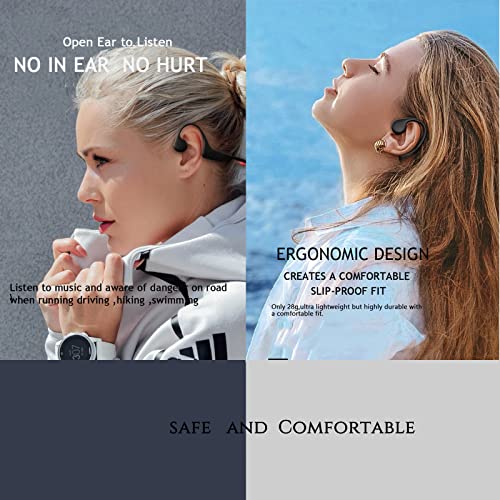 Waterproof Bone Conduction Bluetooth Headphones Ultralight Swimming Headphones IP68 Waterproof Bluetooth 5.3 Open Ear Wireless Sports Headset with MP3 Play 16G Memory for Running Swimming (Black&Red)