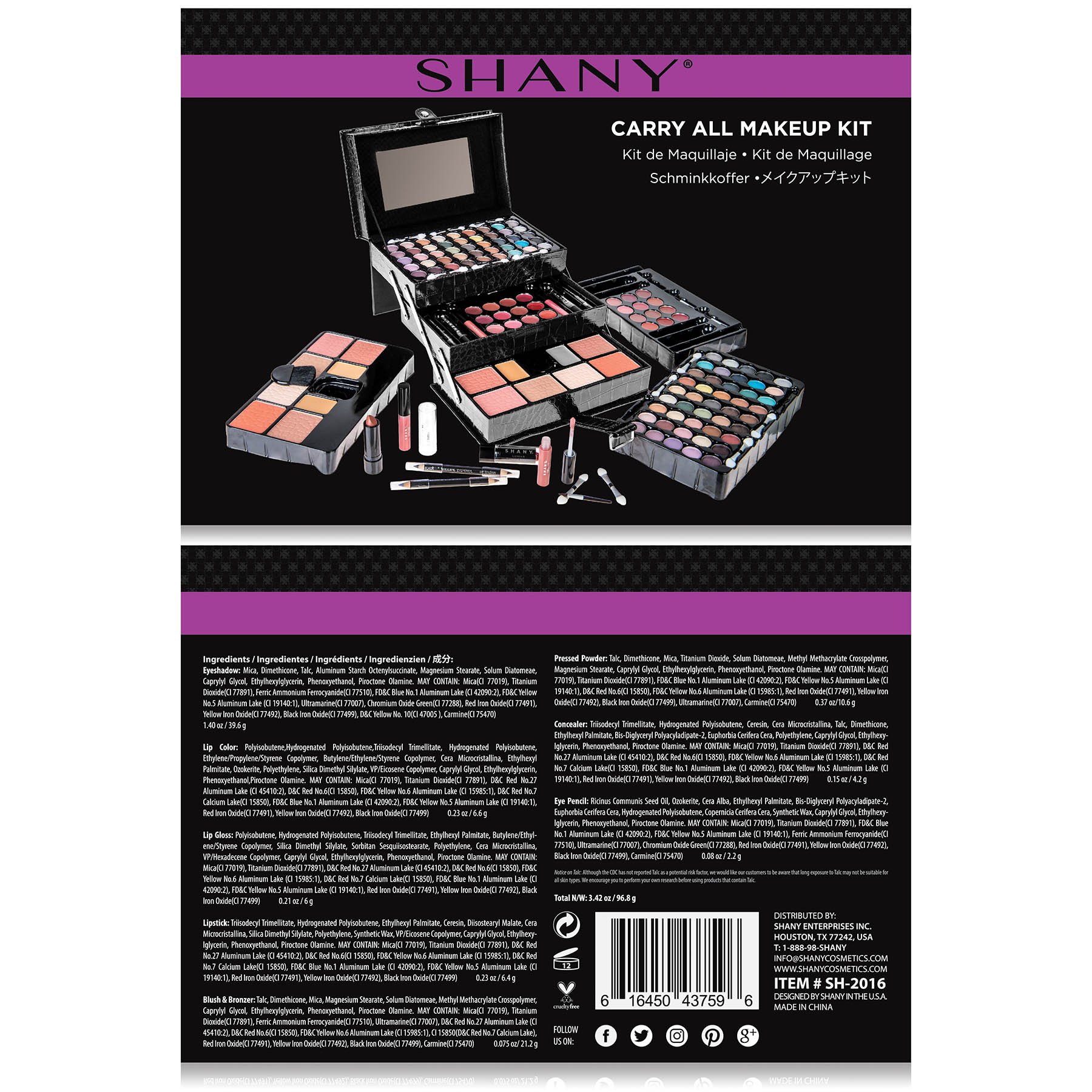 SHANY All In One Makeup Kit (Eyeshadow, Blushes, Face Powder, Lipstick, Eye liners, Makeup Pencils and Makeup Mirror - Makeup Set With Reusable Makeup Storage Box - Black