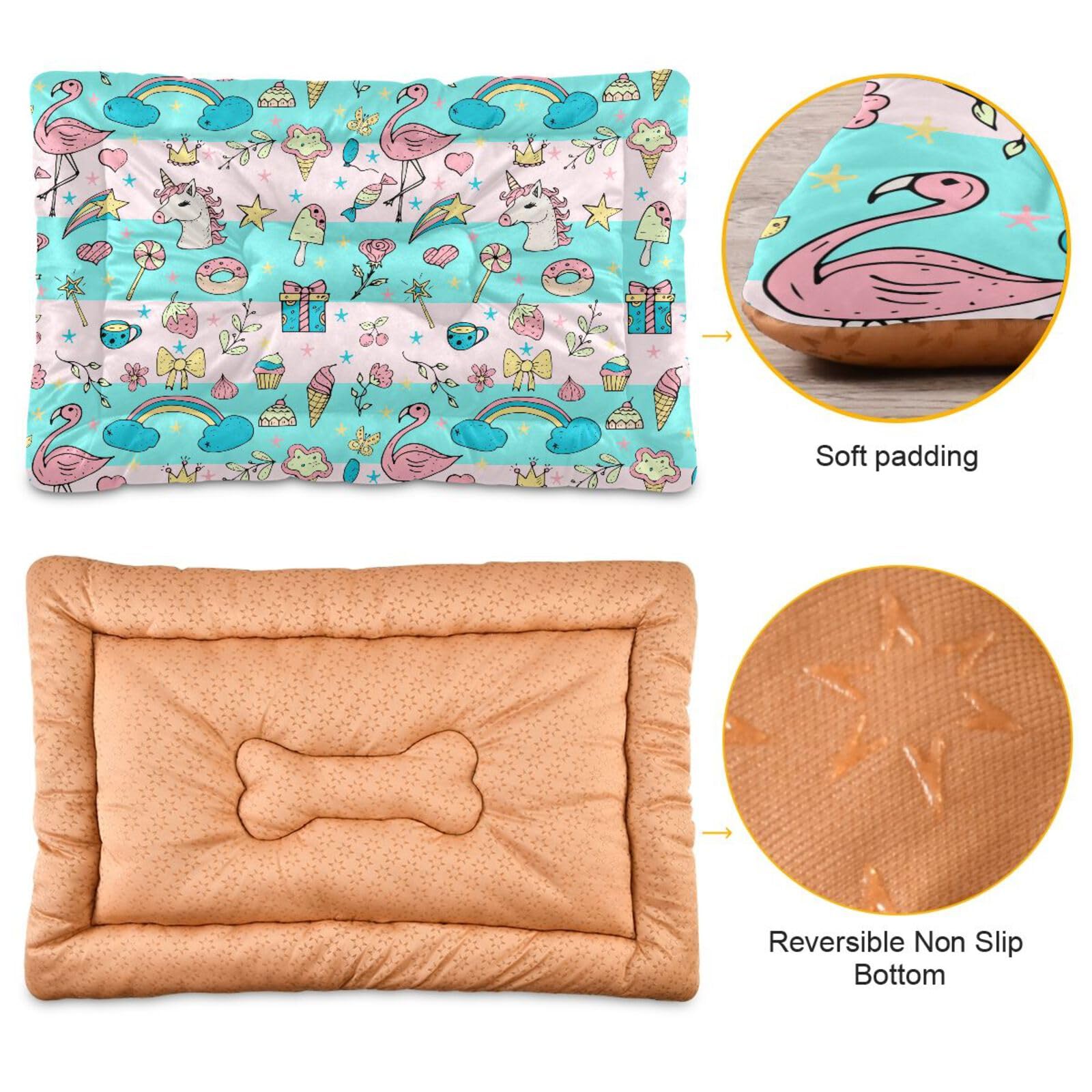 Coikll Cute Cartoon Pattern Pet Bed Pad Soft Dog Bed Mat with Anti-Slip Bottom, Machine Washable Crate Pad Mattress for Dog Sleeping- 36 * 24inches