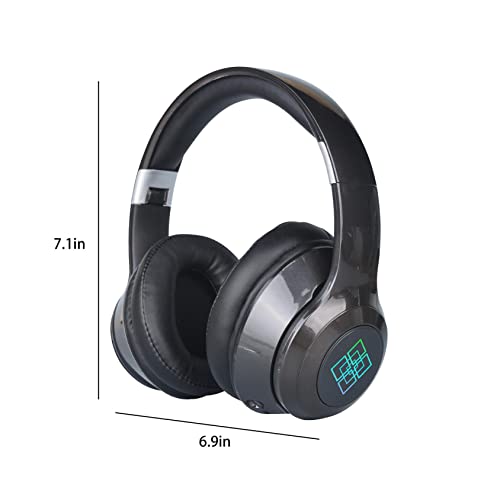 New Wireless Bluetooth 5.0 Headband Headset Luminous Retractable Folding HiFi Subwoofer Full Wrap-Around Ear Wireless Bluetooth Headset for Sports Gym (Black)