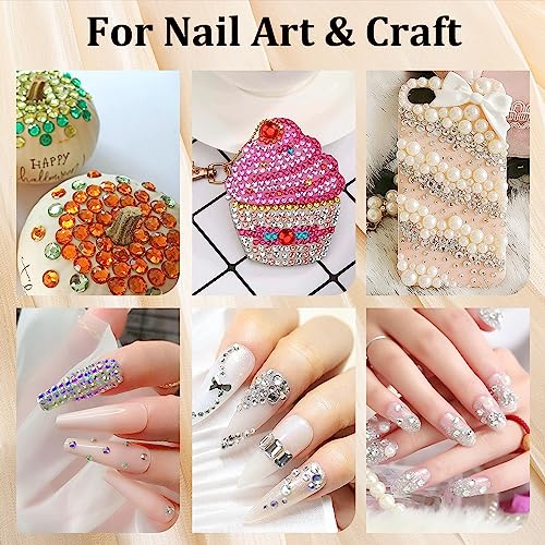 4320pcs Face Gems Eyes Jewels with Glue, Colorful Beads & Round Glass Crystal AB & Clear Rhinestones, White & Beige Pearls with Dotting Tools, Flatback Rhinestone Pearl Kits For Body Make-up, Nail Art