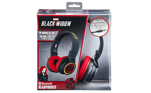 eKids Black Widow Kids Bluetooth Headphones, Wireless Headphones with Microphone Includes Aux Cord, Volume Reduced Kids Foldable Headphones for School, Home, or Travel