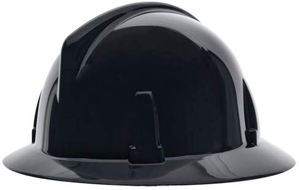 MSA 475394 Topgard Full Brim Safety Hard Hat with Fas-Trac III Ratchet Suspension | Non-Slotted Polycarbonate Shell, for General Purpose and Elevated Temperatures - Standard Size in Black