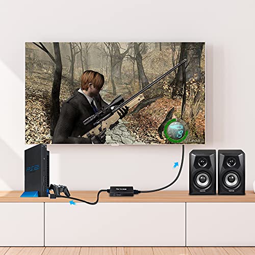 Sheiaier PS2 to HDMI Converter Adapter, PS2 to HDMI Adapter Supports HDMI Video Output for All PS2 Display Modes