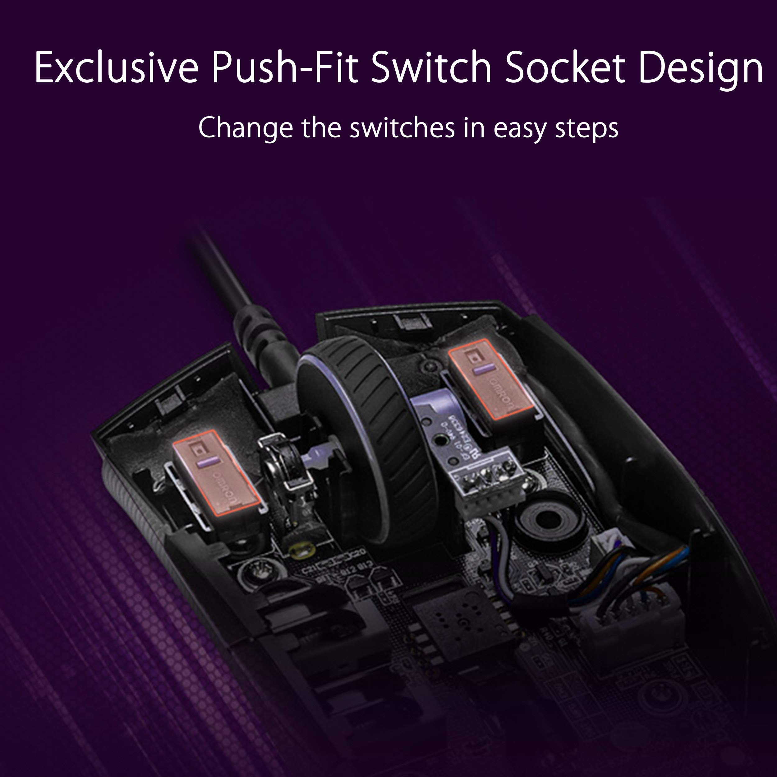 ASUS ROG Strix Impact II Electro Punk is an ambidextrous, Ergonomic Gaming Mouse Featuring 6,200 dpi Optical Sensor, Lightweight Design and Aura Sync RGB Lighting