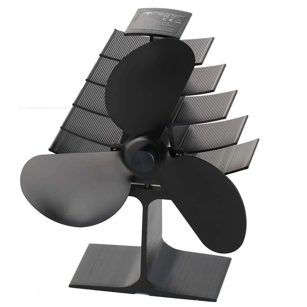 Wood Stove Fan, 3 Blades Fireplace Fan Heat Powered Stove Fan for Wood/Log Burner/Fireplace, Auto-sensing Wood Burning Stove (Non-Electric) Efficient Heat Distribution& Silent Operation