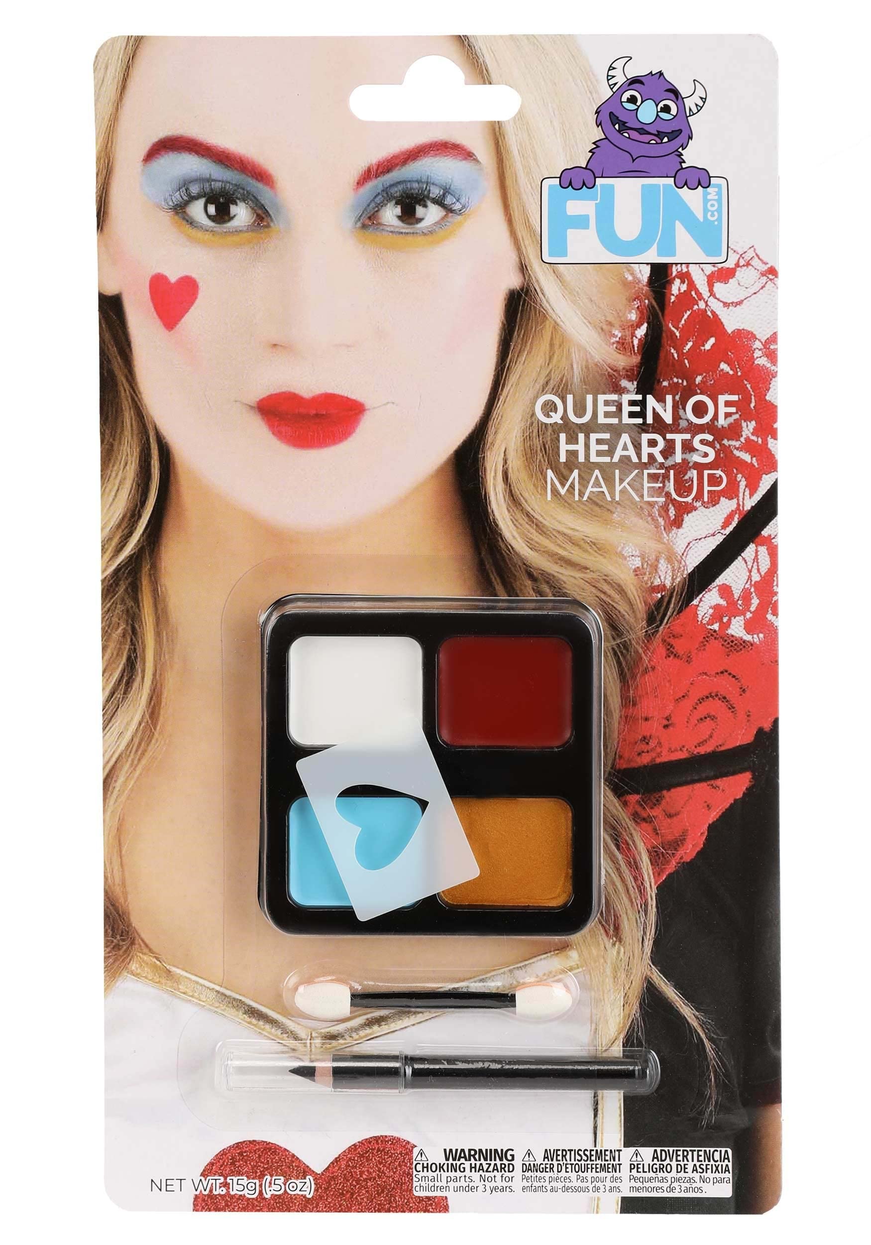 Queen of Hearts Makeup Costume Kit Cream Makeup Tray, Pencil, Applicator