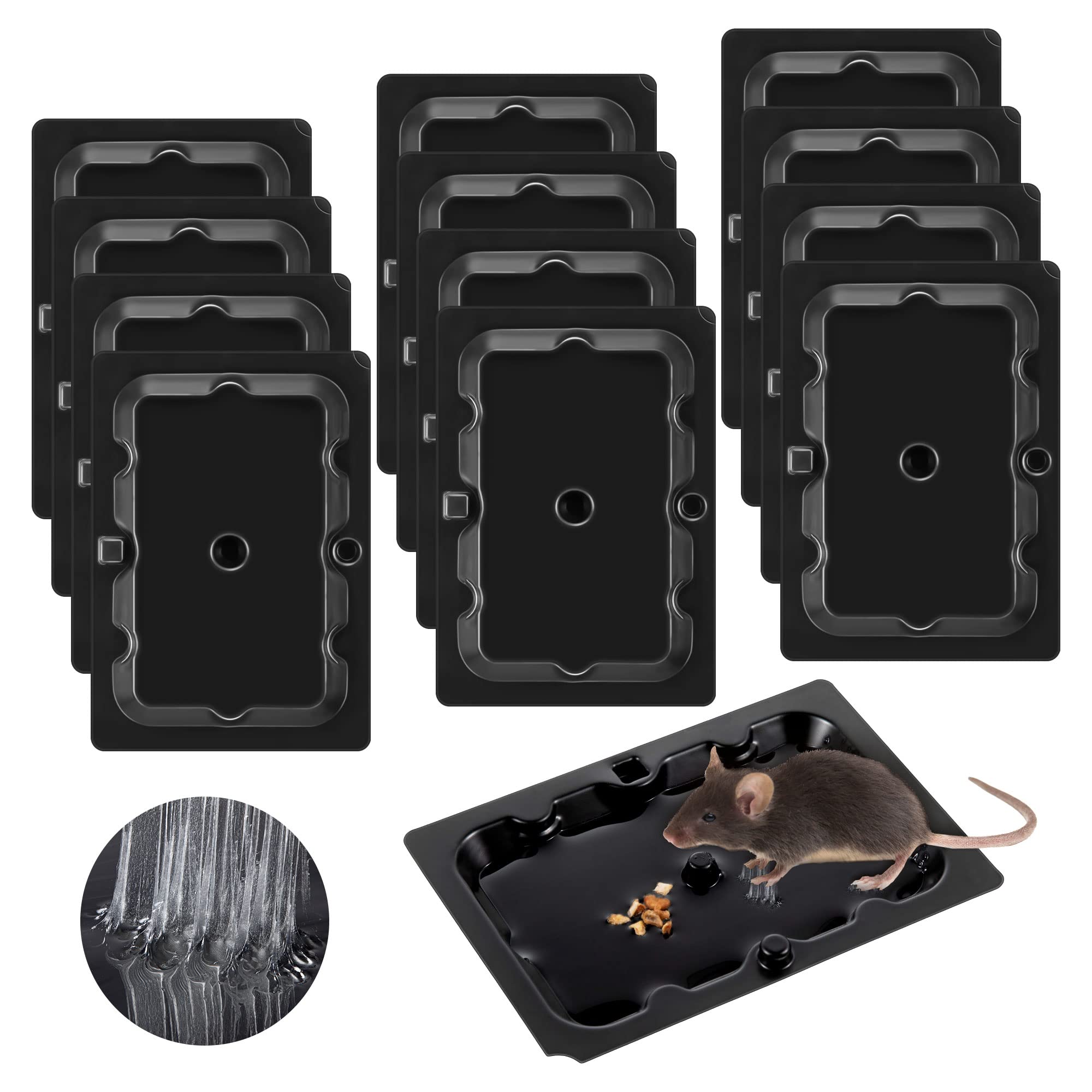 Qualirey 12 Pack Mouse and Insect Glue Traps, Strong Sticky Mice Traps Indoor for Home, Pre Scented Rodent Traps with Non Toxic Glue for House Garage, Ready to Use, Safe to Children and Pets (Black)