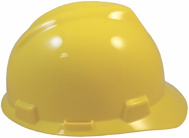 MSA V Cap Style Hard Hats w/FasTrac III Suspensions and Handy Tote Bag - Yellow
