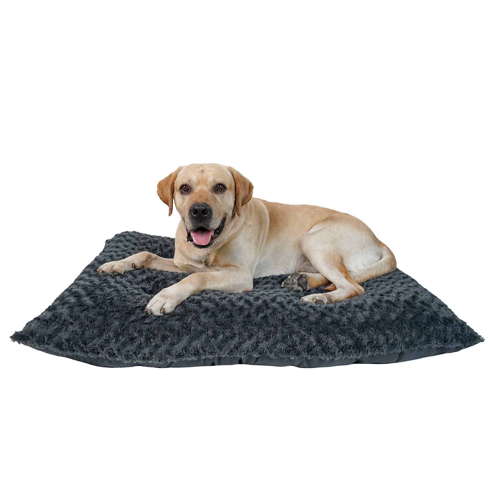 DOGKE Extra Large Washable Dog Bed Deluxe Fluffy Plush Dog Crate Pad,Dog Beds Made for Large, Medium, Small Dogs and Cats, Anti-Slip Dog Crate Bed for Sleeping and Anti Anxiety, 38"x25",Dark Grey
