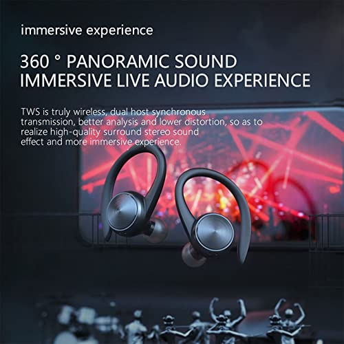 Digital Display Bluetooth Sports Running Glowing Earphone Bass Sound in-Ear Noise Canceling Workout Jogging Gym Earbuds Headphone Stereo Waterproof Headset for iOS Android