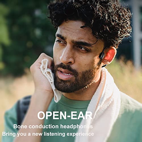 Loluka Bone Conduction Headphones Open Ear Headphones with Mic Waterproof IPX5 Bluetooth 5.1 Headset Wireless Lightweight Design Earbuds Running Jogging Driving Cycling(Black)
