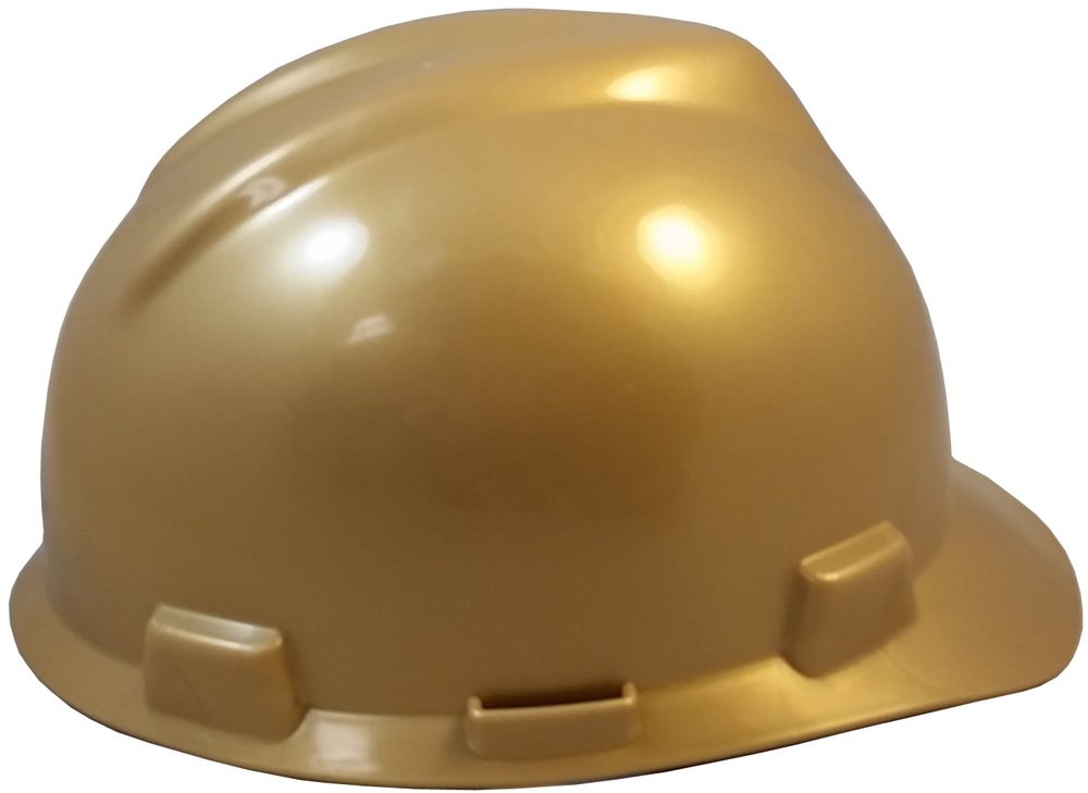 MSA V Cap Style Hard Hats w/FasTrac III Suspensions and Handy Tote Bag - Gold