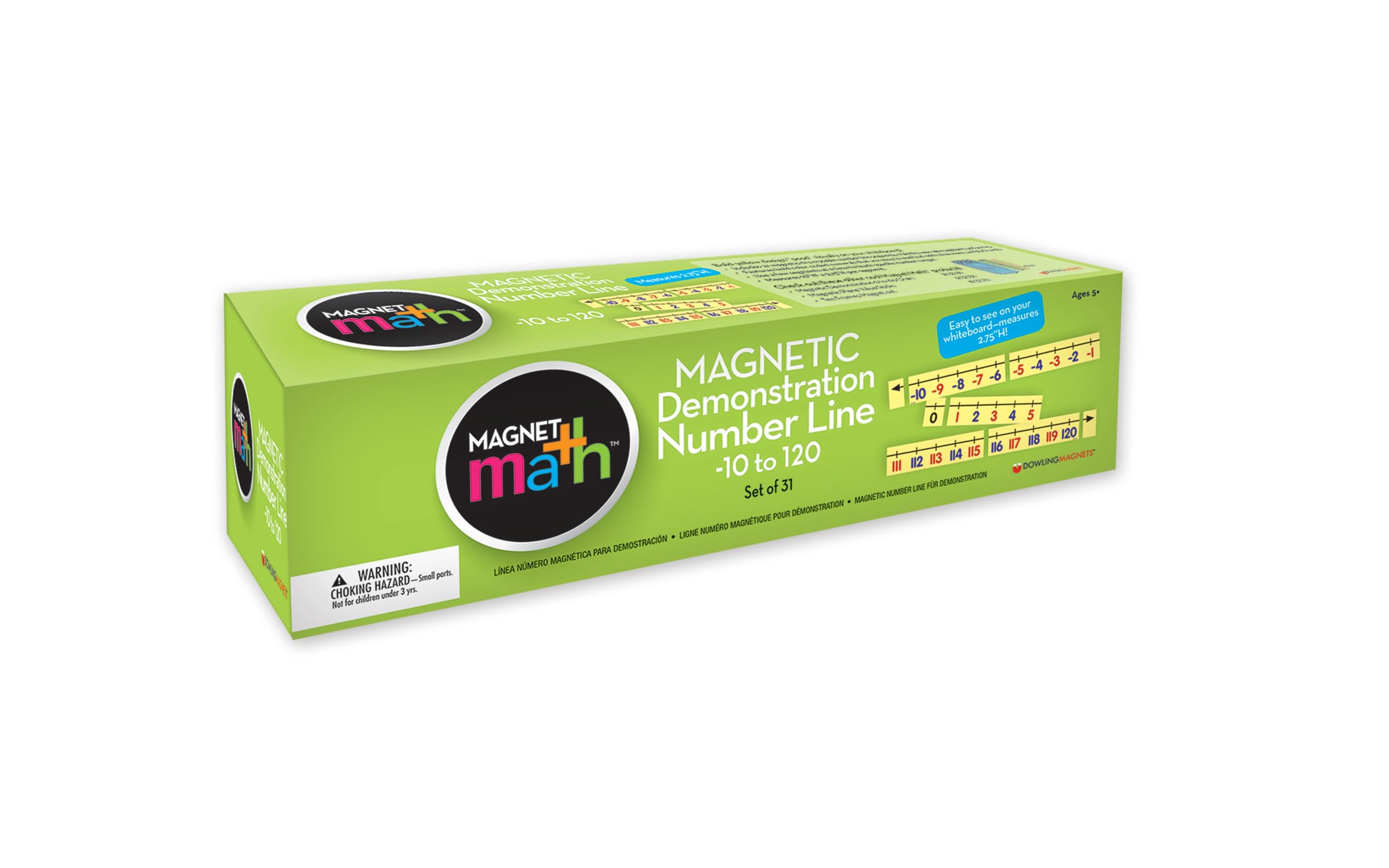Dowling Magnets Magnetic Demonstration Number Line (31 pcs.) , Yellow