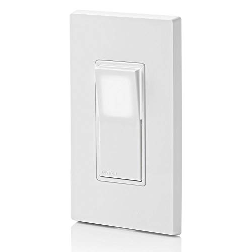Leviton L5611-2W 15 Amp, 120/277 Volt, Decora LED Illuminated Rocker Single-Pole AC Quiet Switch, Residential Grade, Grounding, White