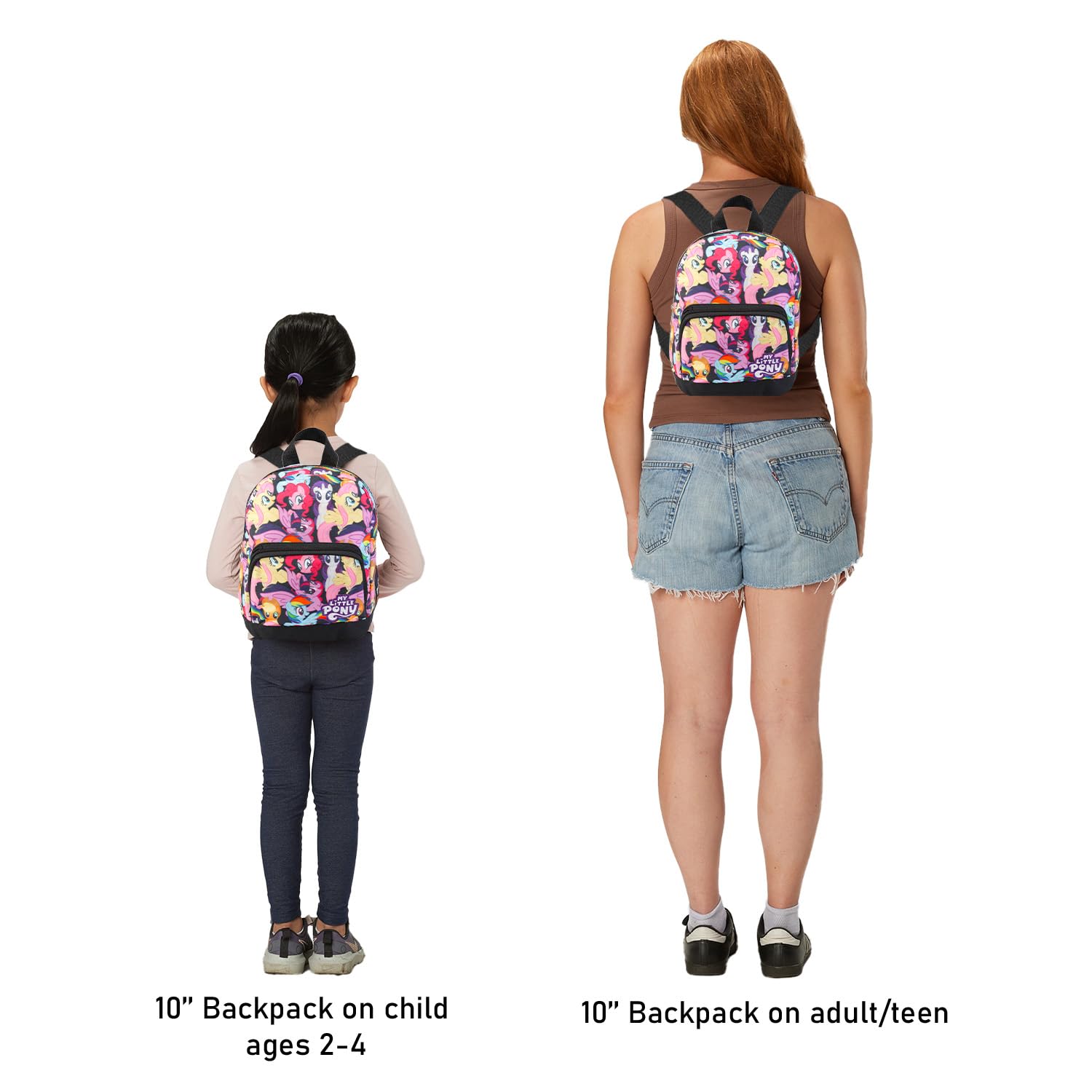 Fast Forward My Little Pony Mini Backpack Set - 10” Canvas My Little Pony Backpack with Front Pocket and Bottle | My Little Pony Backpack Bundle
