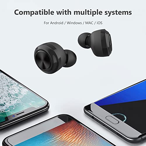 Lopeceal Wireless Earbuds Bluetooth Earbuds Headphones 5.0 Sports Headsets in-Ear Stereo with Digital LED Power Charge Box Noise Cancelling for Workout Home Office Running Black
