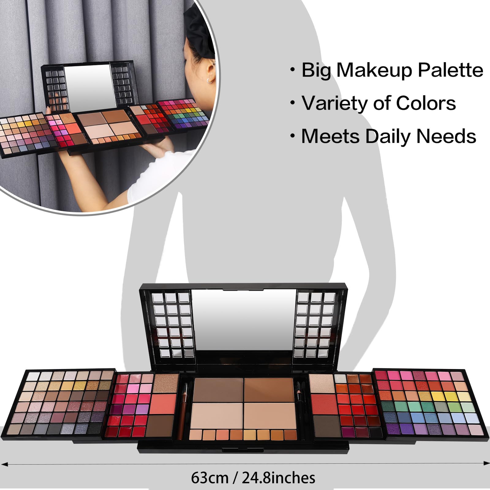 CHARMCODE All in One Makeup Kit, Makeup Kit for Women Full Kit, Make Up Valentine's Gift Set for Teen Girls- Eyeshadow Palette,Lip Gloss,Concealer,Highlighter,Blush,Eyeliner,Brow Powder & Contour