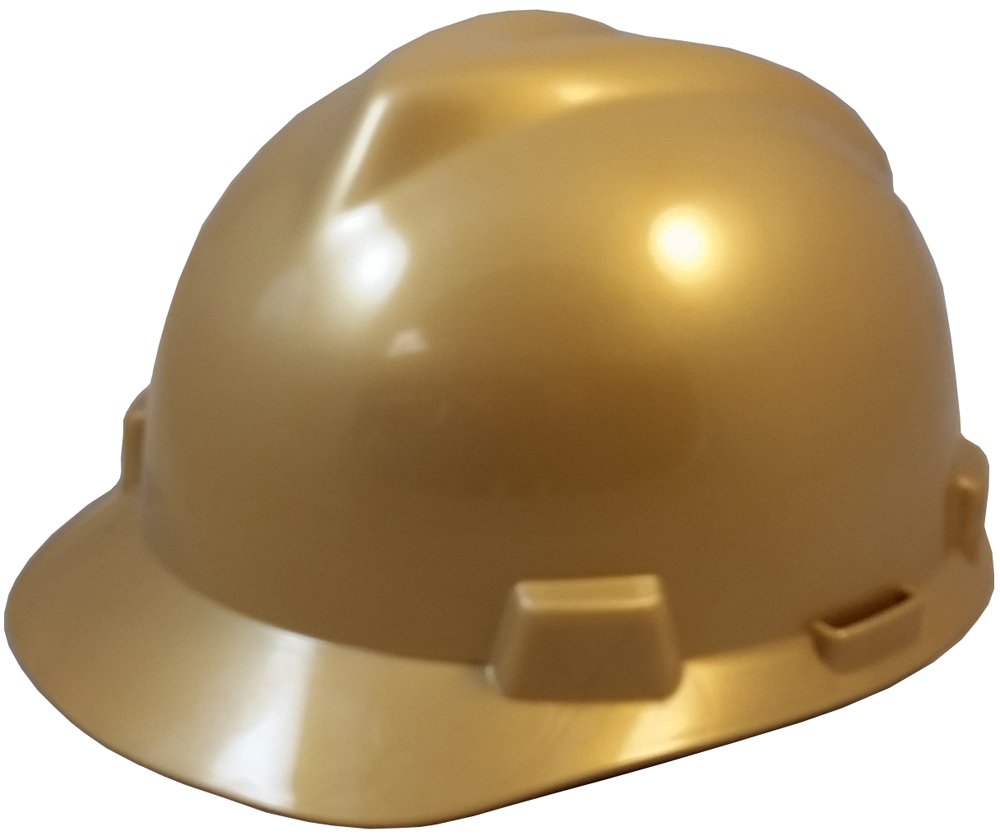 MSA V Cap Style Hard Hats w/FasTrac III Suspensions and Handy Tote Bag - Gold