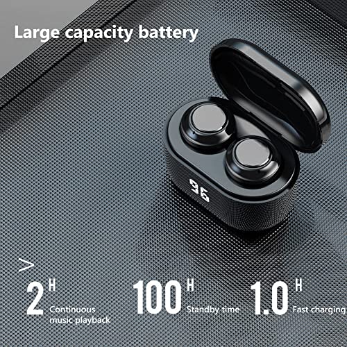 Lopeceal Wireless Earbuds Bluetooth Earbuds Headphones 5.0 Sports Headsets in-Ear Stereo with Digital LED Power Charge Box Noise Cancelling for Workout Home Office Running Black