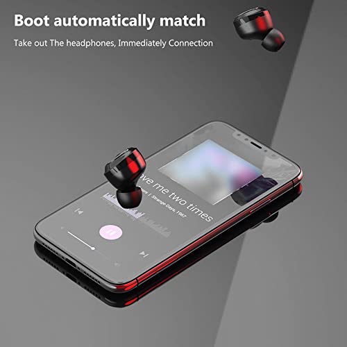 Lopeceal Wireless Earbuds Bluetooth Earbuds Headphones 5.0 Sports Headsets in-Ear Stereo with Digital LED Power Charge Box Noise Cancelling for Workout Home Office Running Black