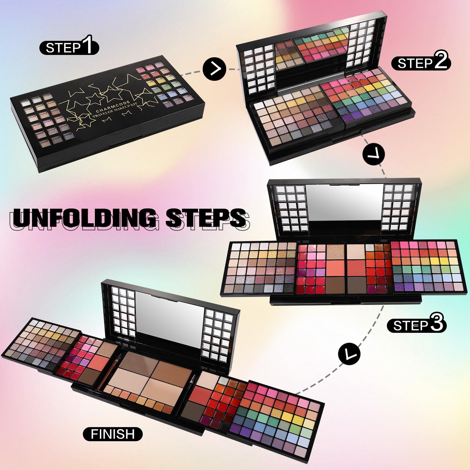 CHARMCODE All in One Makeup Kit, Makeup Kit for Women Full Kit, Make Up Valentine's Gift Set for Teen Girls- Eyeshadow Palette,Lip Gloss,Concealer,Highlighter,Blush,Eyeliner,Brow Powder & Contour
