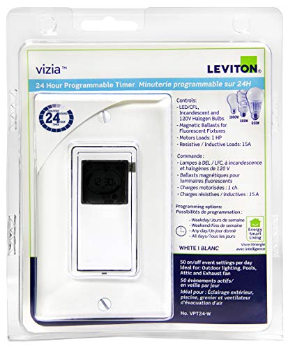 Leviton VPT24-1PZ Vizia 24-Hour Programmable Indoor Timer with Astronomical Clock & VPTKT-E, Color Change Kit for Vizia + 24 Hour Timer, Black