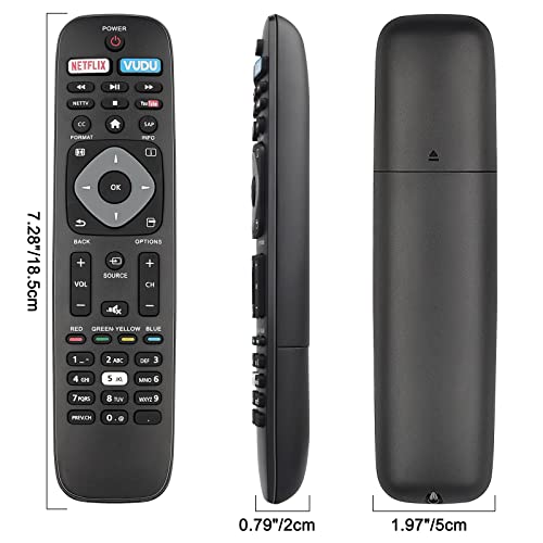 NH500UP Remote Control TV Controller Replacement for Philips Smart TV 2K 4K UHD TVs, Philips Smart Ultra HDTV, Philips LED LCD Television with Netflix, YouTube, Vudu and NETTV Keys